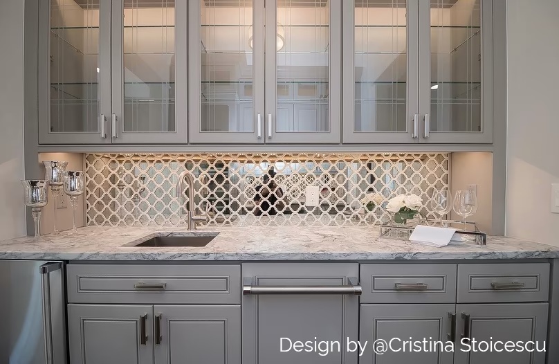 Veranda Paris Gray Antique Mirror Mosaic Tile With Quartz Accents ...